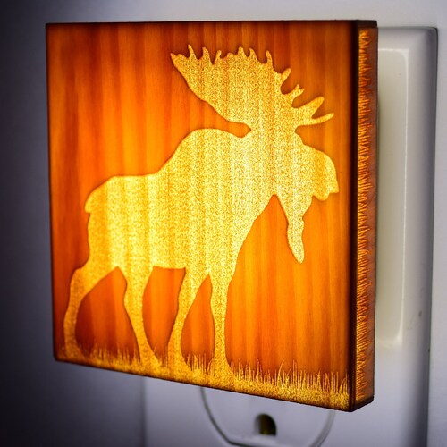 National Park Rustic Moose Lantern Night Light Walking in the | Etsy