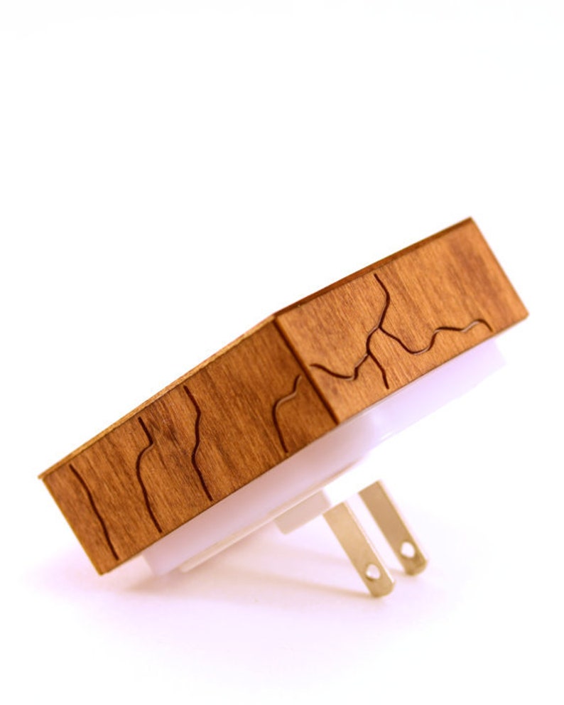 Wood Night Light lantern laser cut LED Rivers of Lightning | Etsy