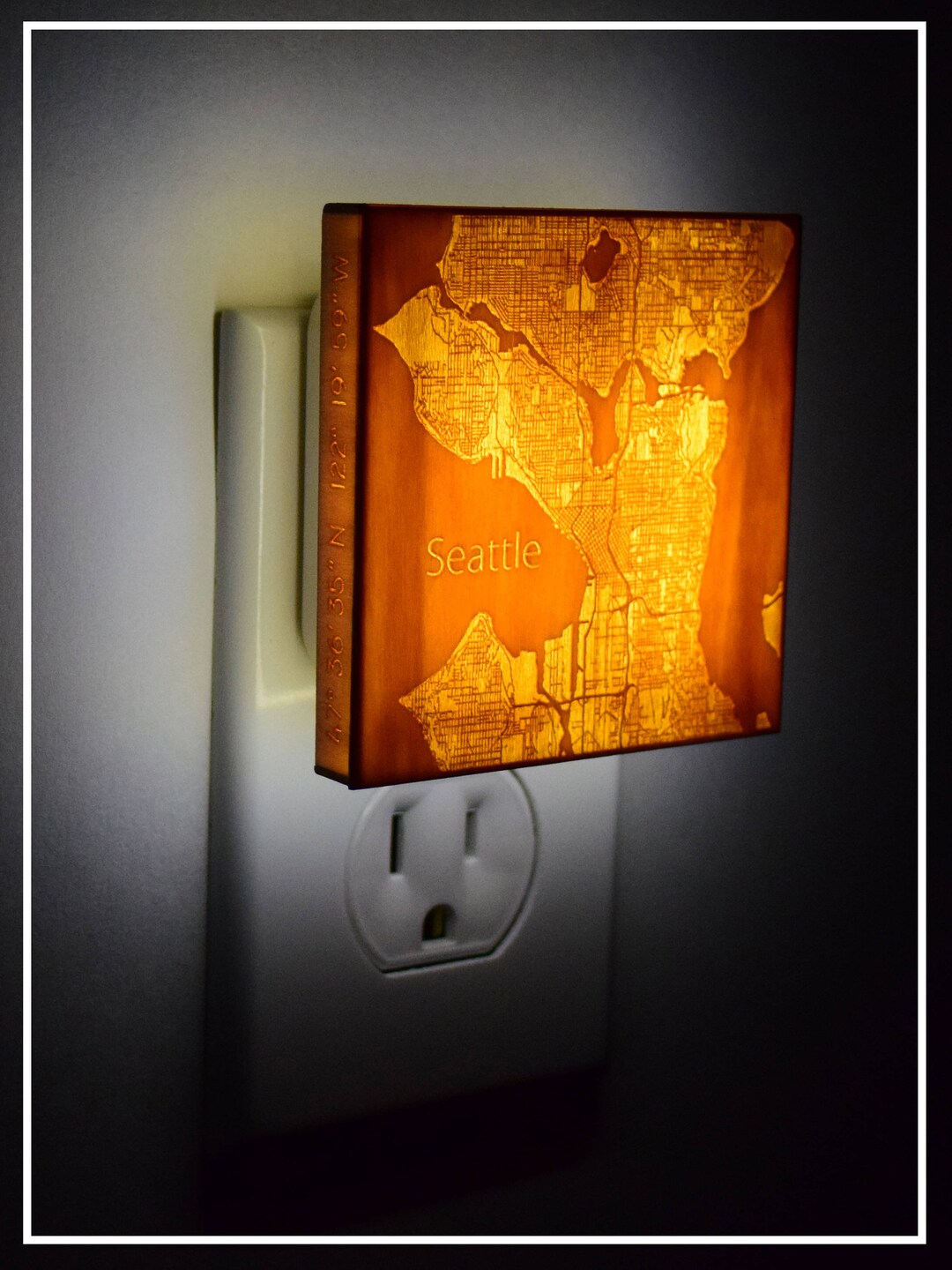 Seattle Map - Night Light - - Etsy