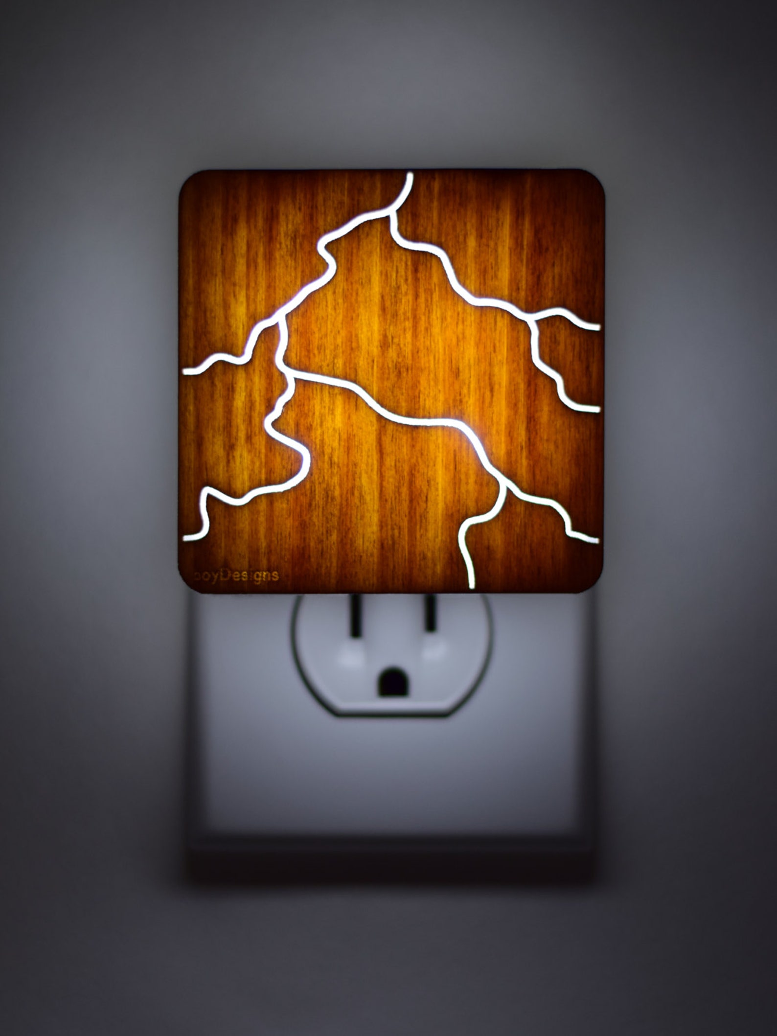 Wood Night Light Lantern Laser Cut LED Rivers of Lightning - Etsy