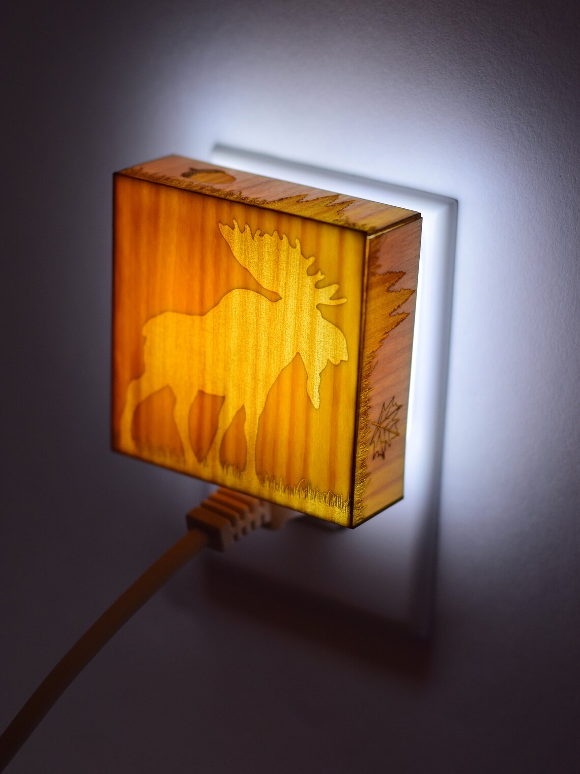 National Park Rustic Moose Lantern Night Light walking in the | Etsy