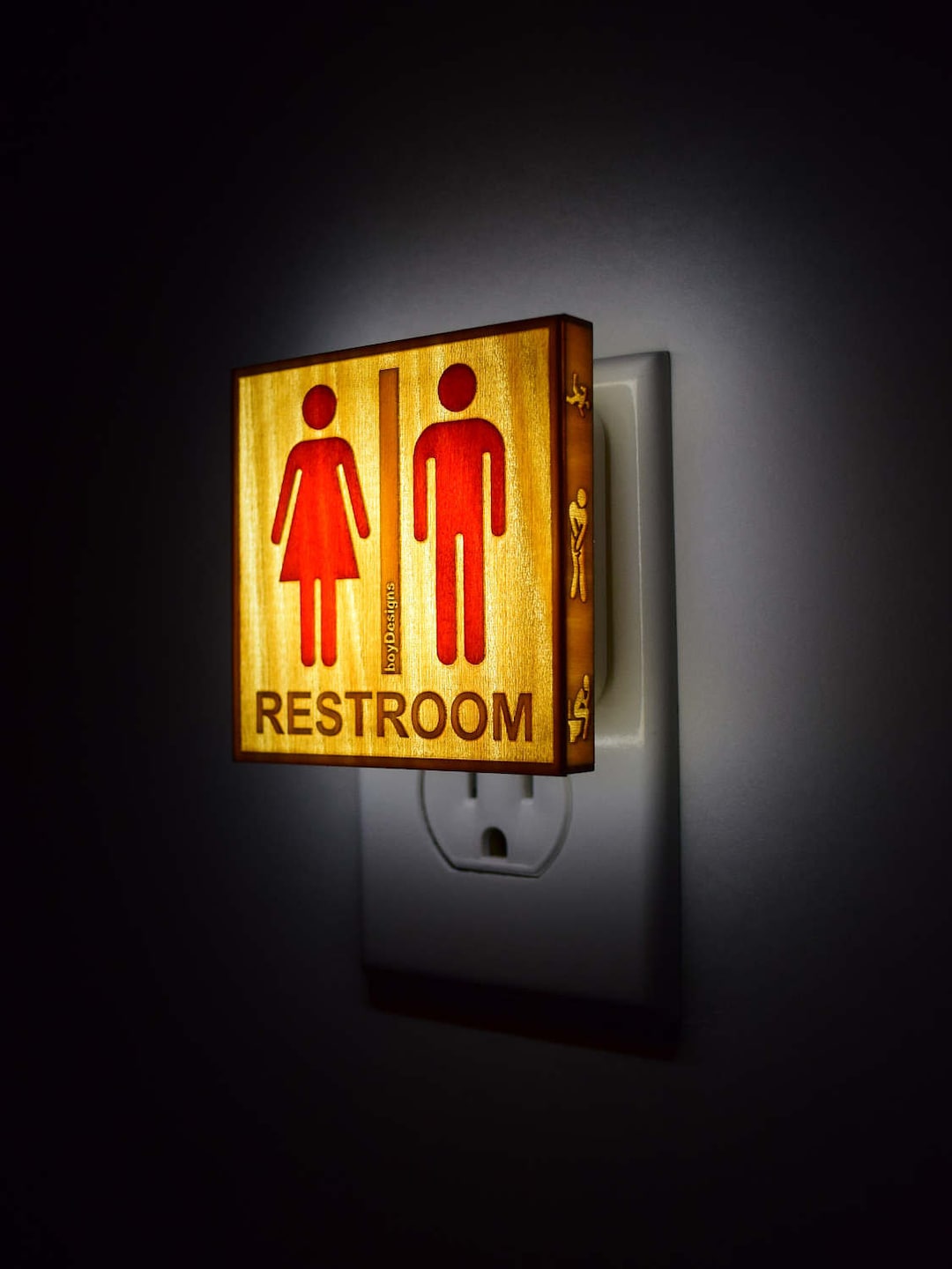 Unisex Restroom Sign, Bathroom Sign, Night Light Medium - Etsy