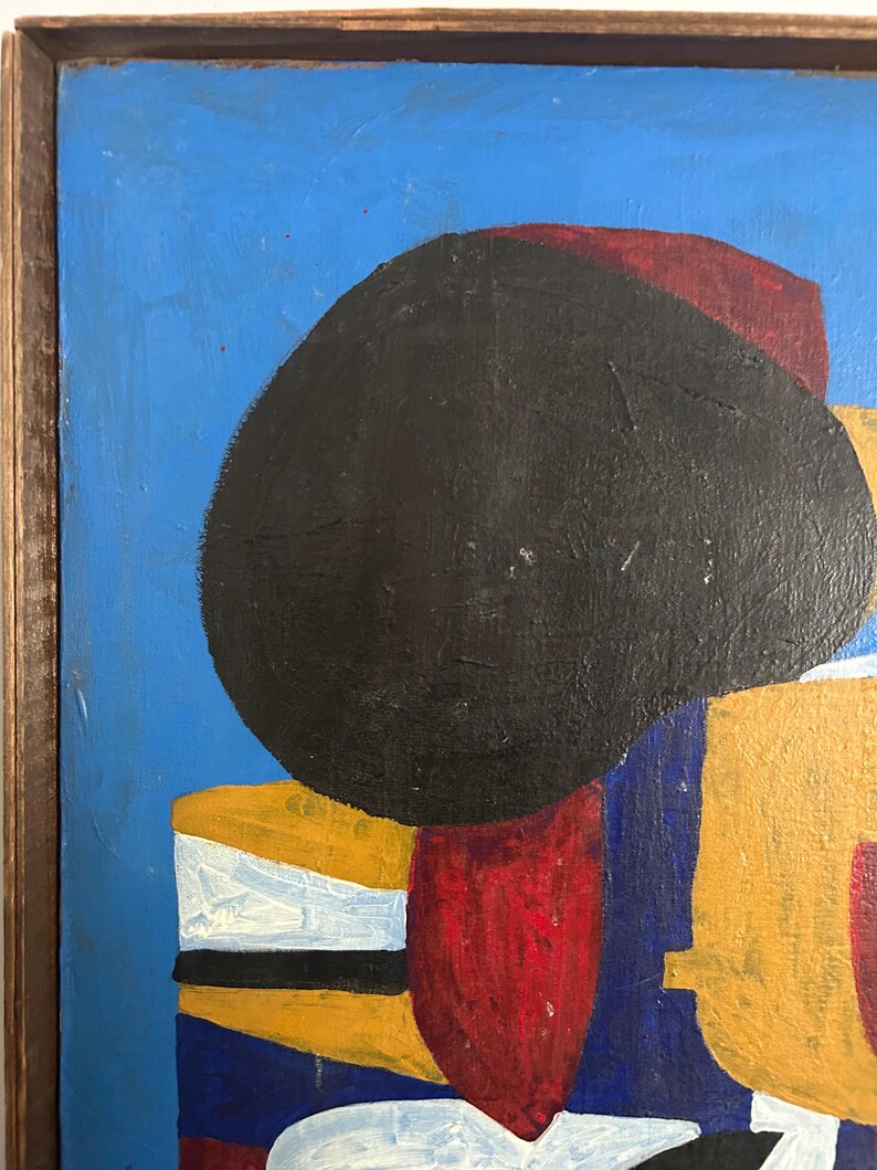 Original Art Abstract Expressionist on Canvas Geometric Painting Cubist ...