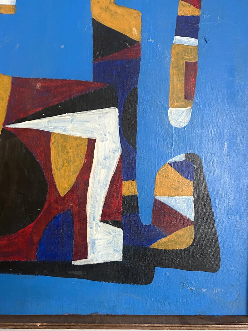 Original Art Abstract Expressionist on Canvas Geometric Painting Cubist ...