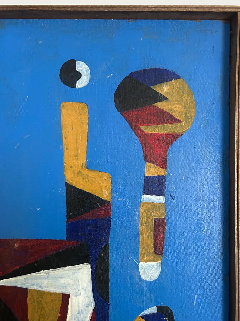 Original Art Abstract Expressionist on Canvas Geometric Painting Cubist ...