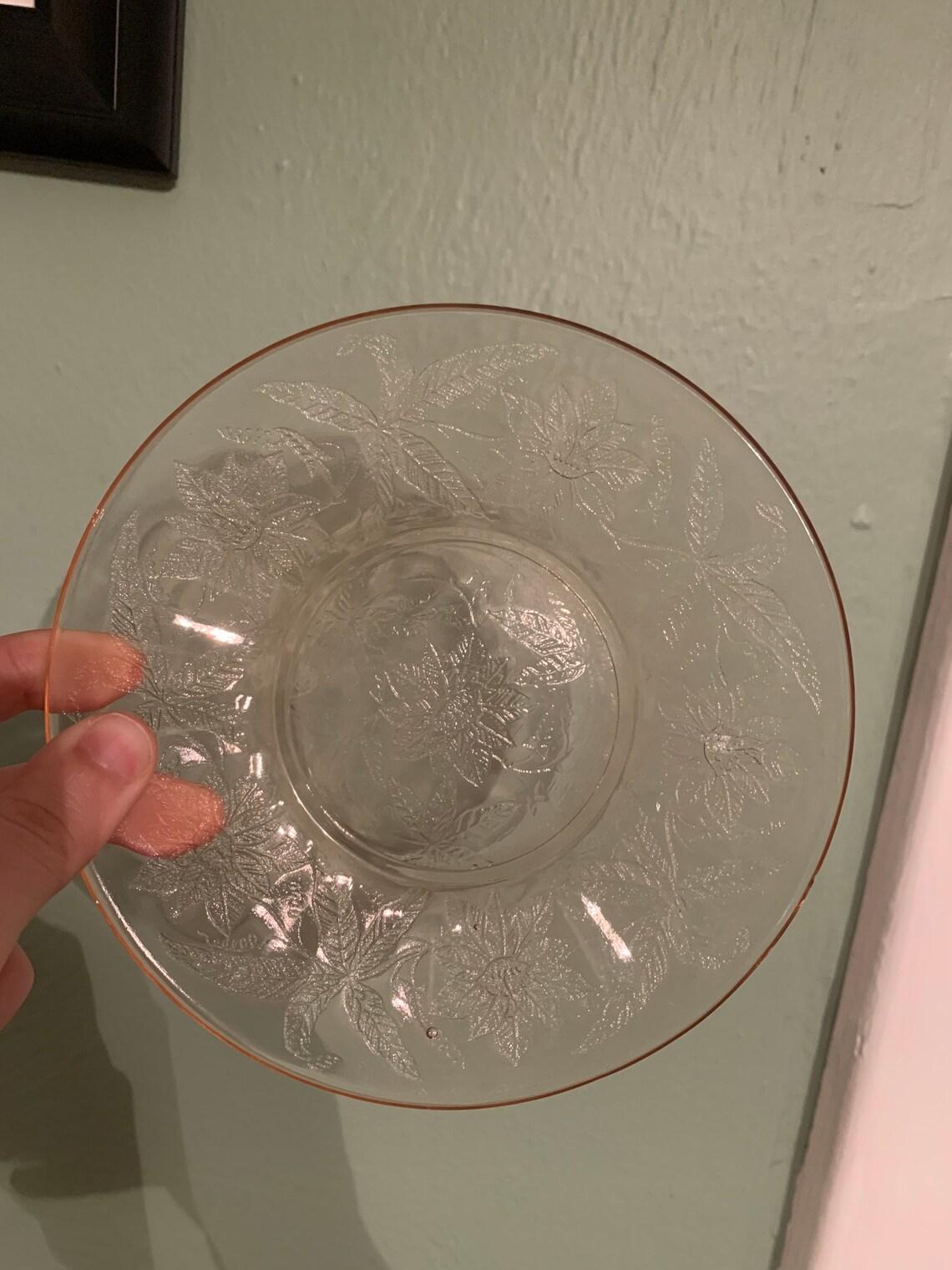 Pink Floral Pointsetta Depression Glass Bread Plates | Etsy