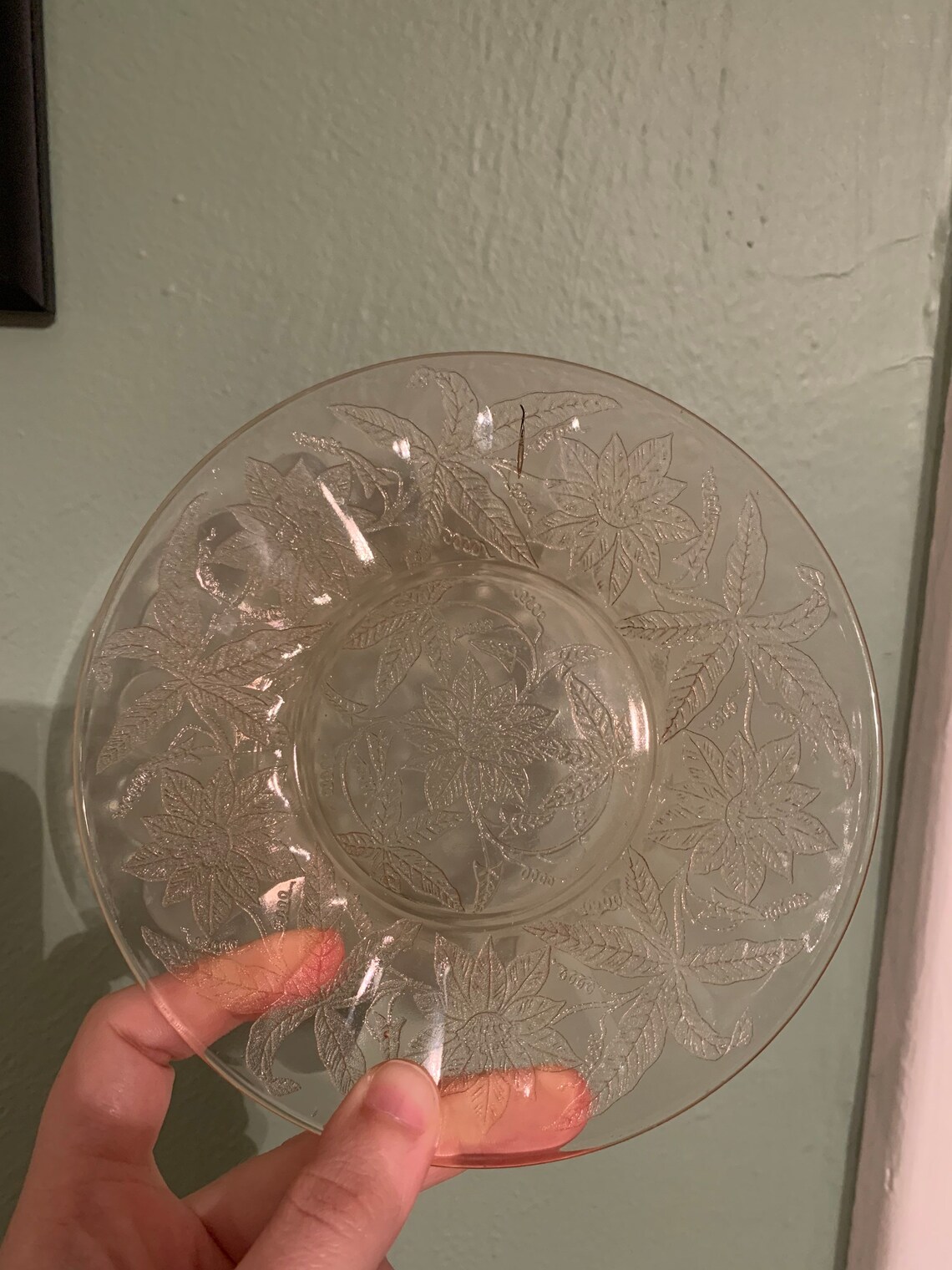 Pink Floral Pointsetta Depression Glass Bread Plates | Etsy