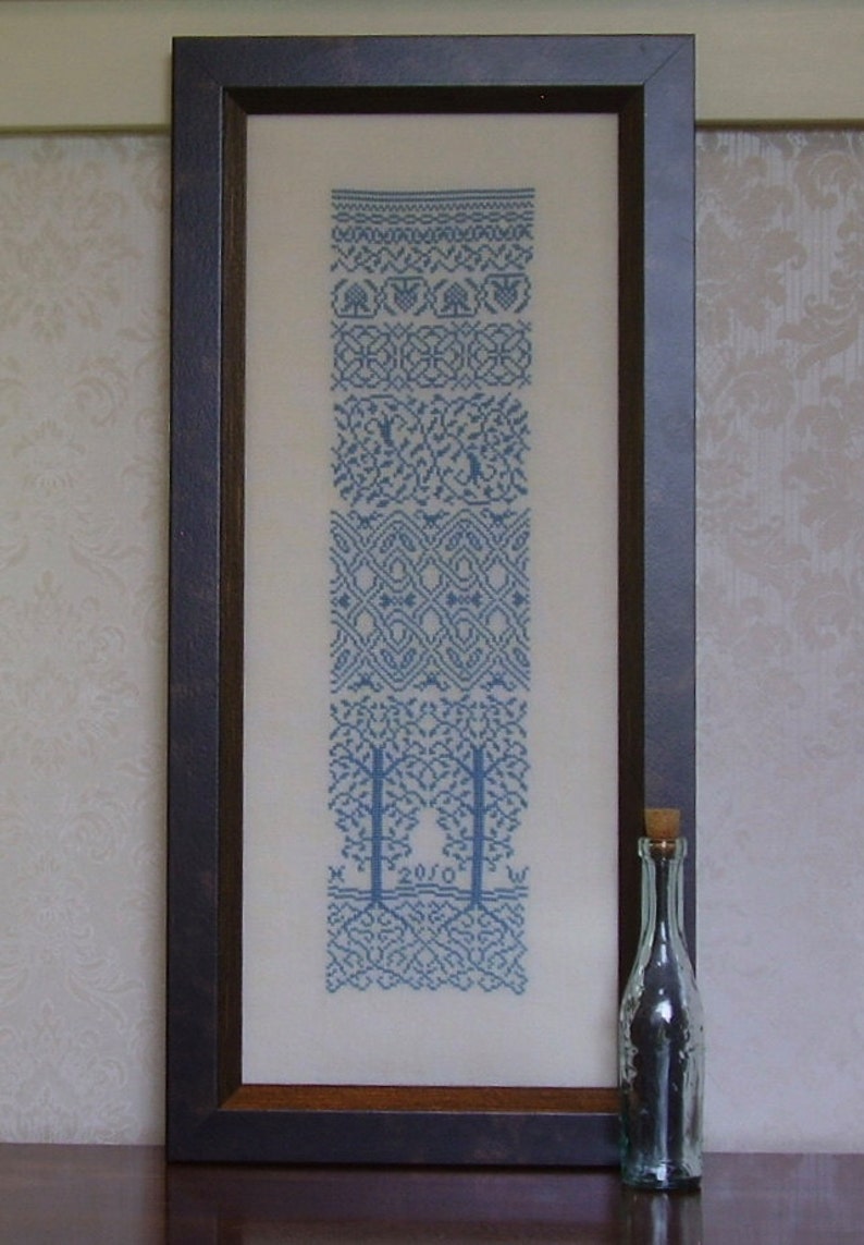 Cross Stitch PDF Pattern Blue Band Sampler - Etsy UK