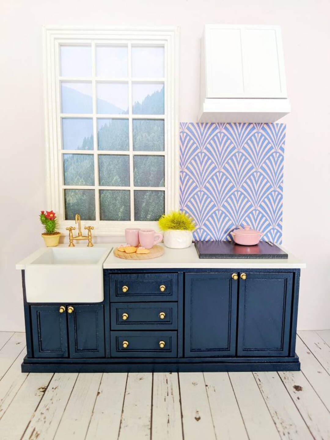 Miniature Kitchen Cabinet Hampton's Style, Customised 1:12 Scale, 1 ...
