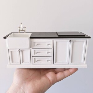 Miniature Kitchen Cabinet, 1:12 Scale, Stand Alone Modern Kitchen for ...