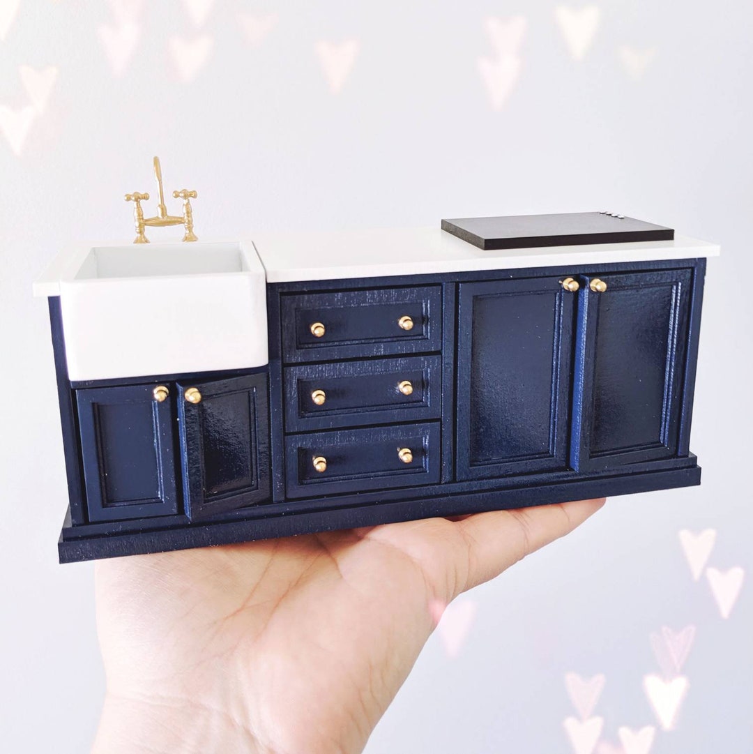 Miniature Kitchen Cabinet, 1:12 Scale, Stand Alone Modern Kitchen for ...