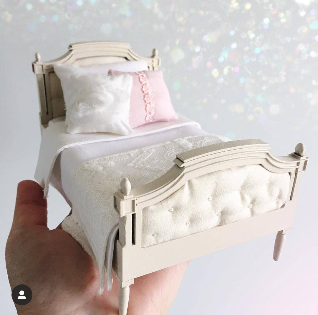 Miniature Princess Bed, Upholsered 1 Inch Scale Bed, 1:12 Scale ...