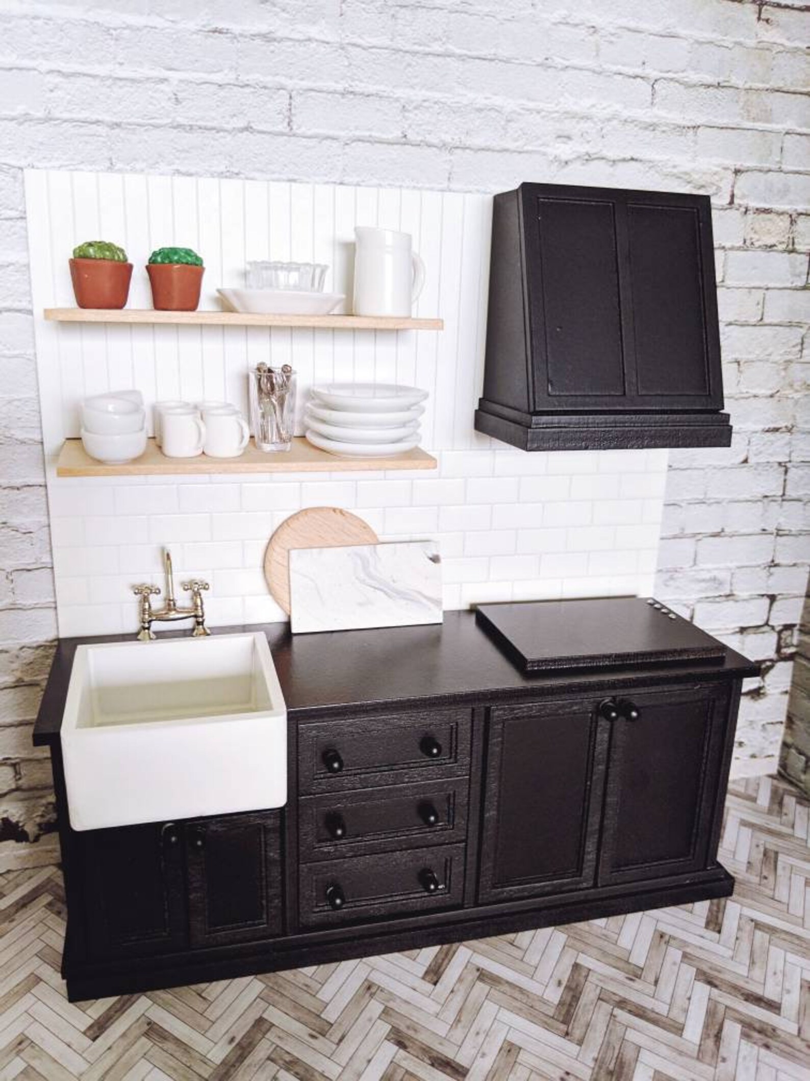 Miniature Kitchen 1 12 Scale Modern Kitchen for Dollhouse - Etsy