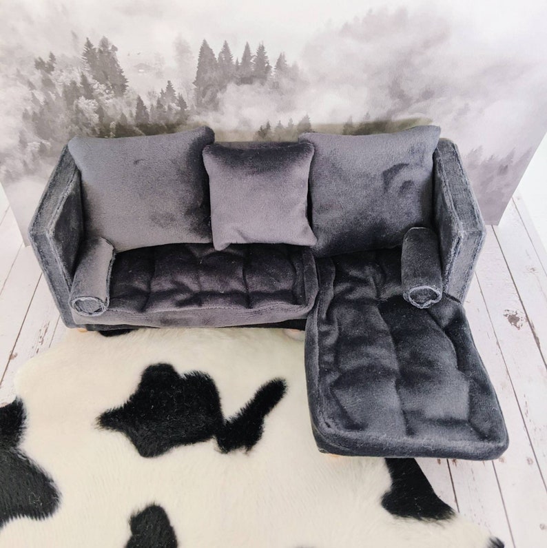 Miniature L-shaped Sofa Pink Velvet Modern Miniature Couch - Etsy Australia