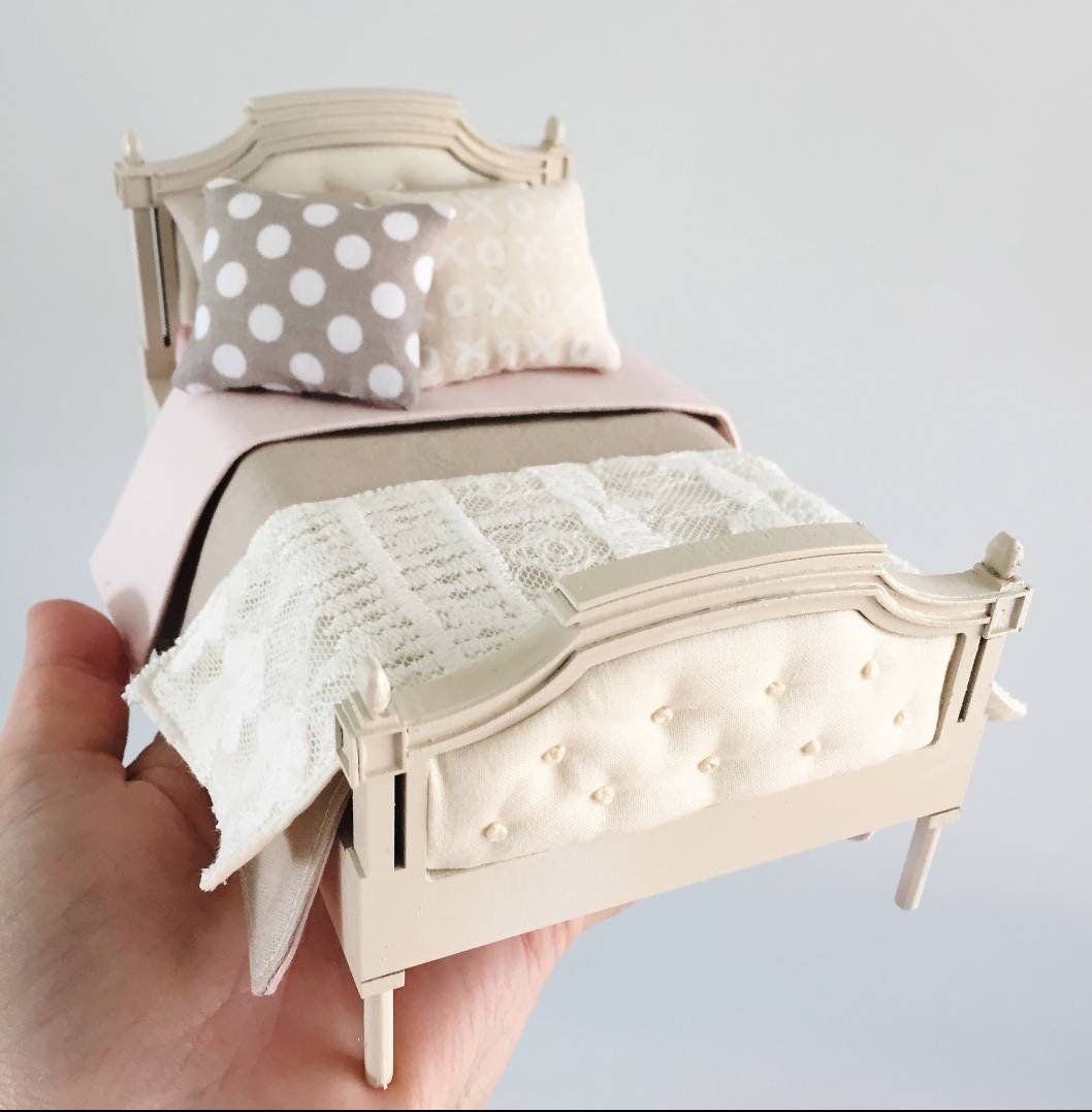 Miniature Princess Bed Upholsered 1 Inch Scale Bed 1:12 | Etsy