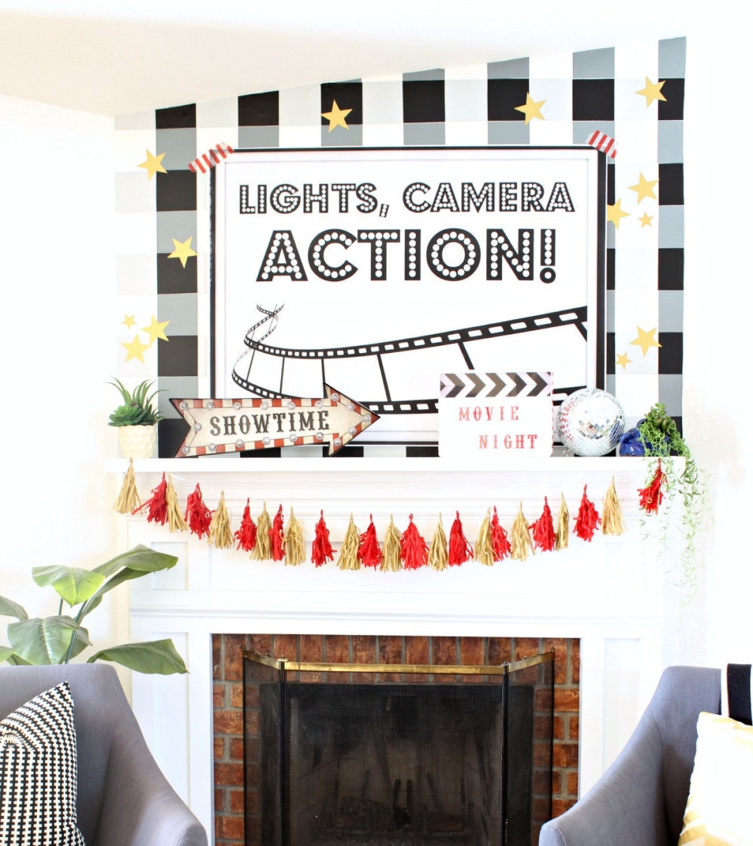Downloadable Lights, Camera Action Oversized Poster Print Party Decor ...