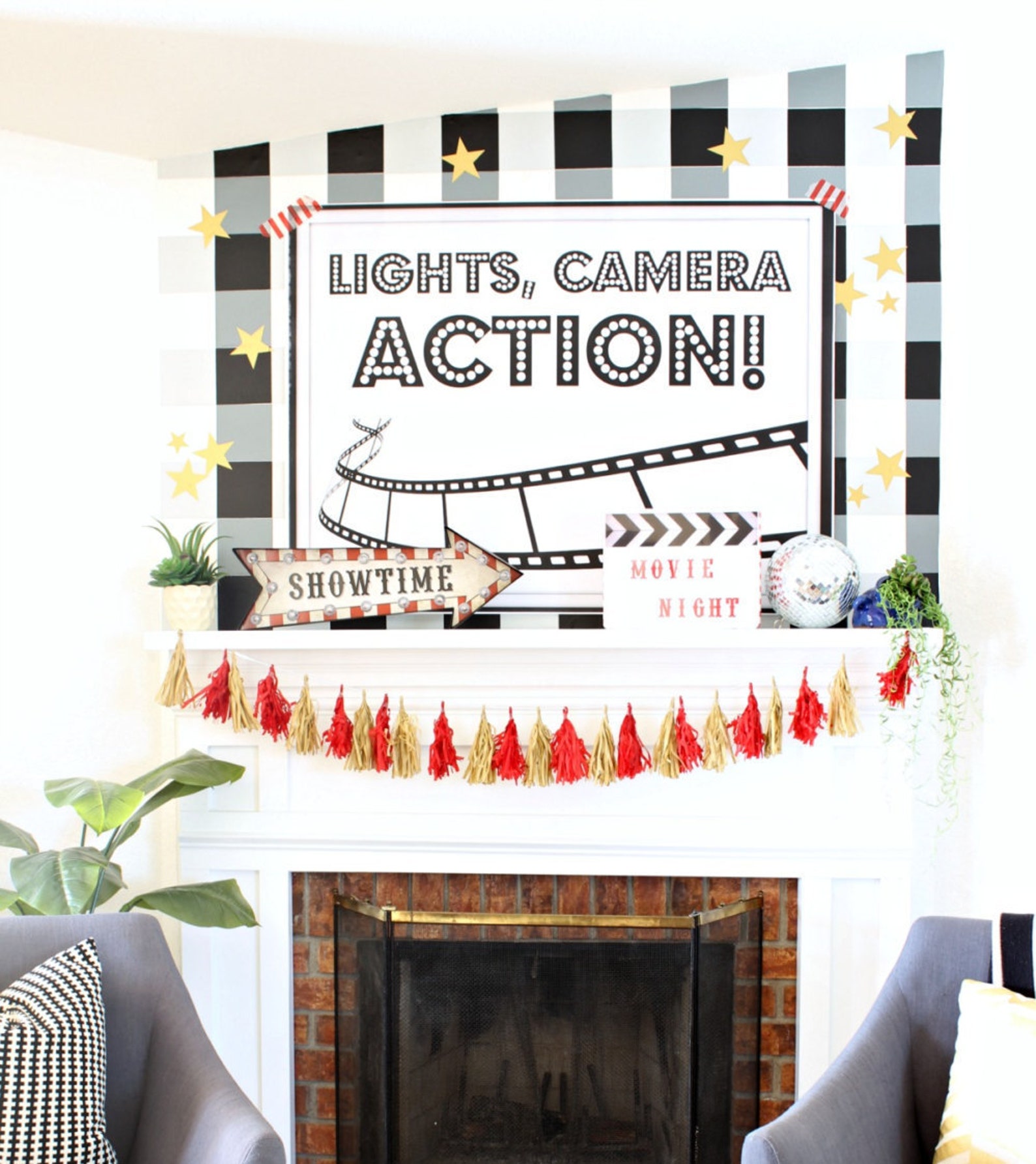 Downloadable Lights, Camera Action Oversized Poster Print Party Decor ...