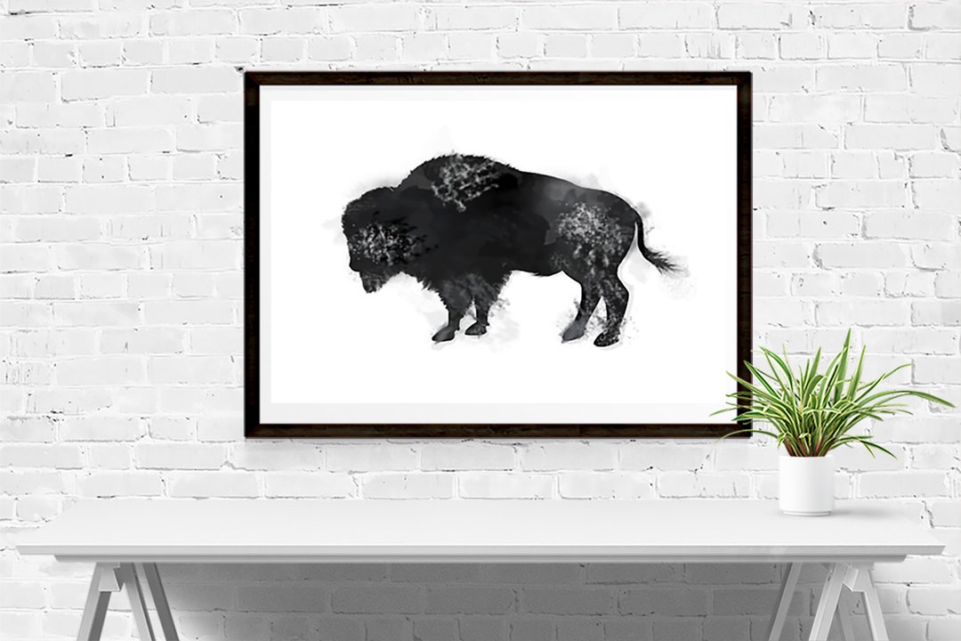 Downloadable Printable Buffalo Print- Faux Watercolor Buffalo Oversized ...