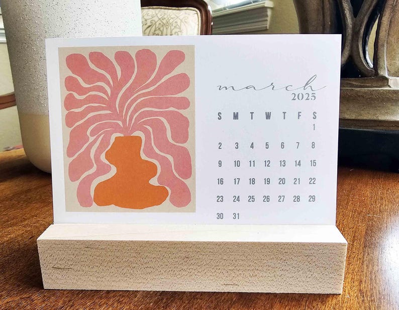 2026 Retro Groovy Art Desk Calendar | Floral Art, Maple Stand - Etsy