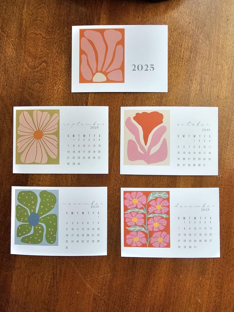 2026 Retro Groovy Art Desk Calendar | Floral Art, Maple Stand - Etsy