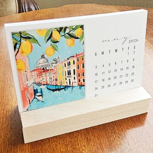 2026 Italy Watercolor Art Desk Calendar With Wood Stand - Etsy
