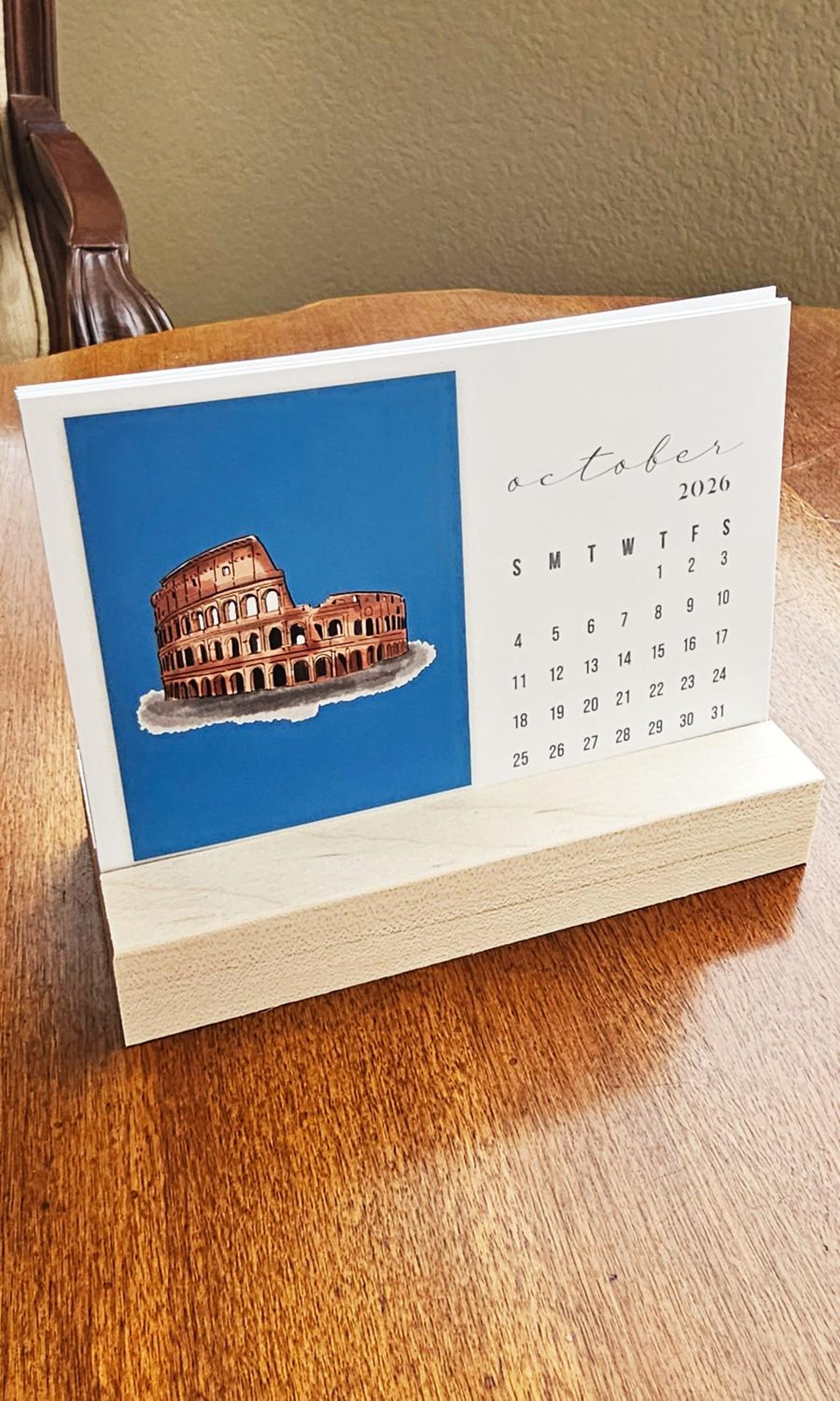 2026 Italy Watercolor Art Desk Calendar With Wood Stand - Etsy