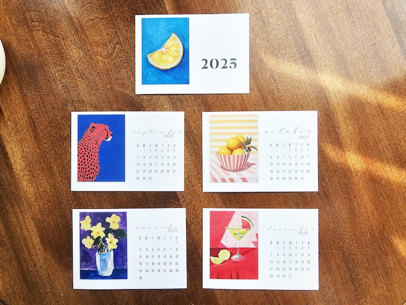 2026 Eclectic Art Mini Desk Calendar | Maple Wood Stand - Etsy