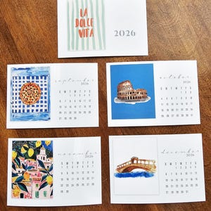 2026 Italy Watercolor Art Desk Calendar With Wood Stand - Etsy