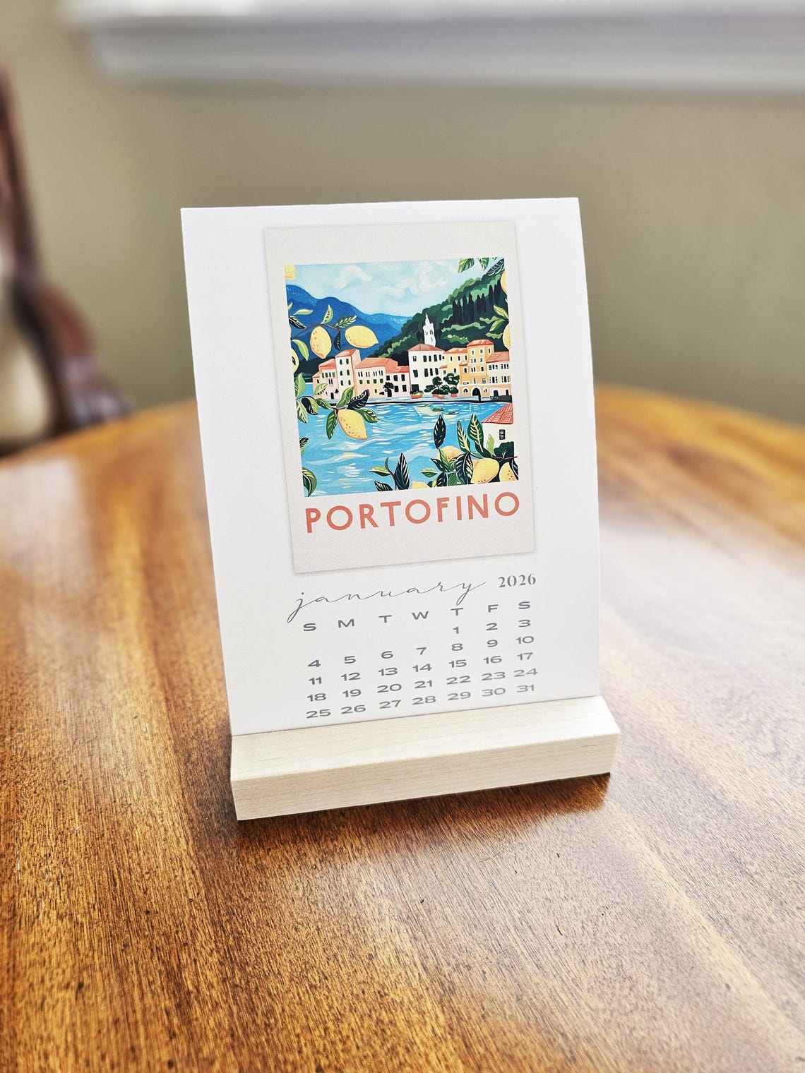 2026 Italy Watercolor Art Desk Calendar With Wood Stand - Etsy