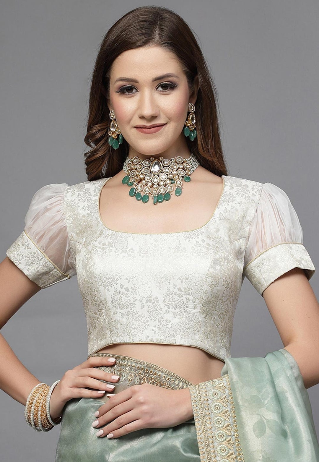 Brocade Back Tie up Blouse in off White - Etsy