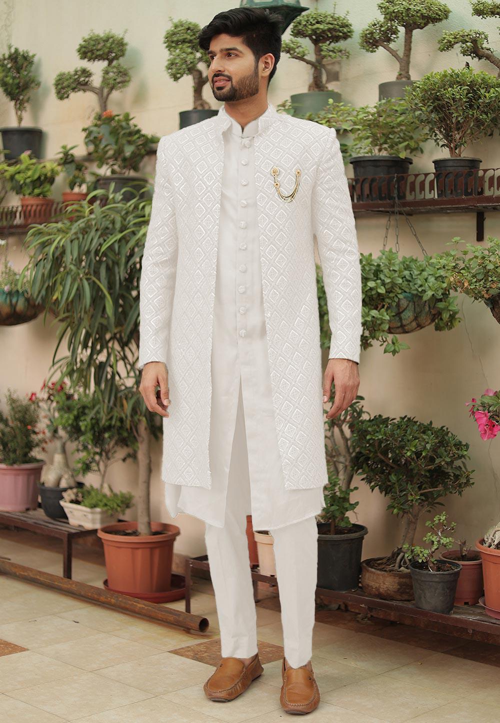 Embroidered Georgette Sherwani - Etsy Canada