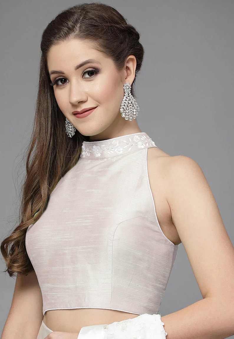 Embroidered Matka Silk Back Cut Out Blouse in Sea Green - Etsy