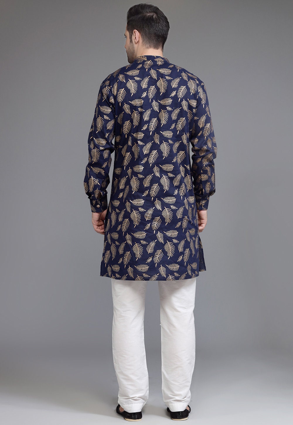 Block Printed Cotton Kurta Set in Navy Blue Color - Etsy