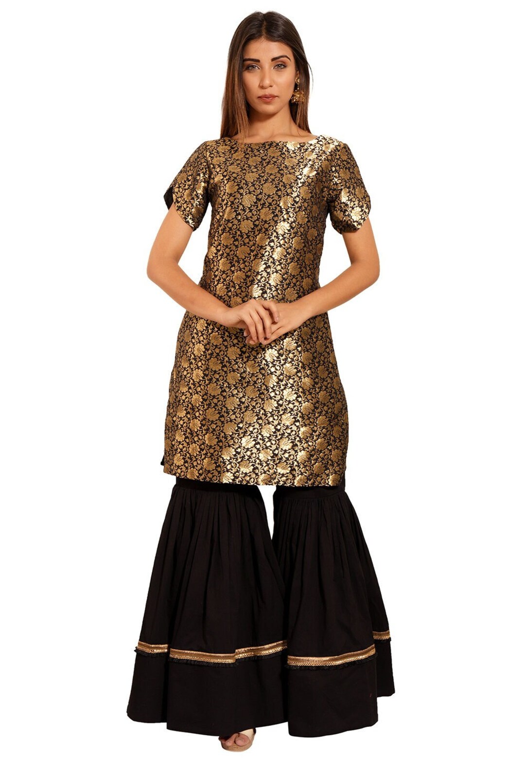 Brocade Kurti Set in Black - Etsy