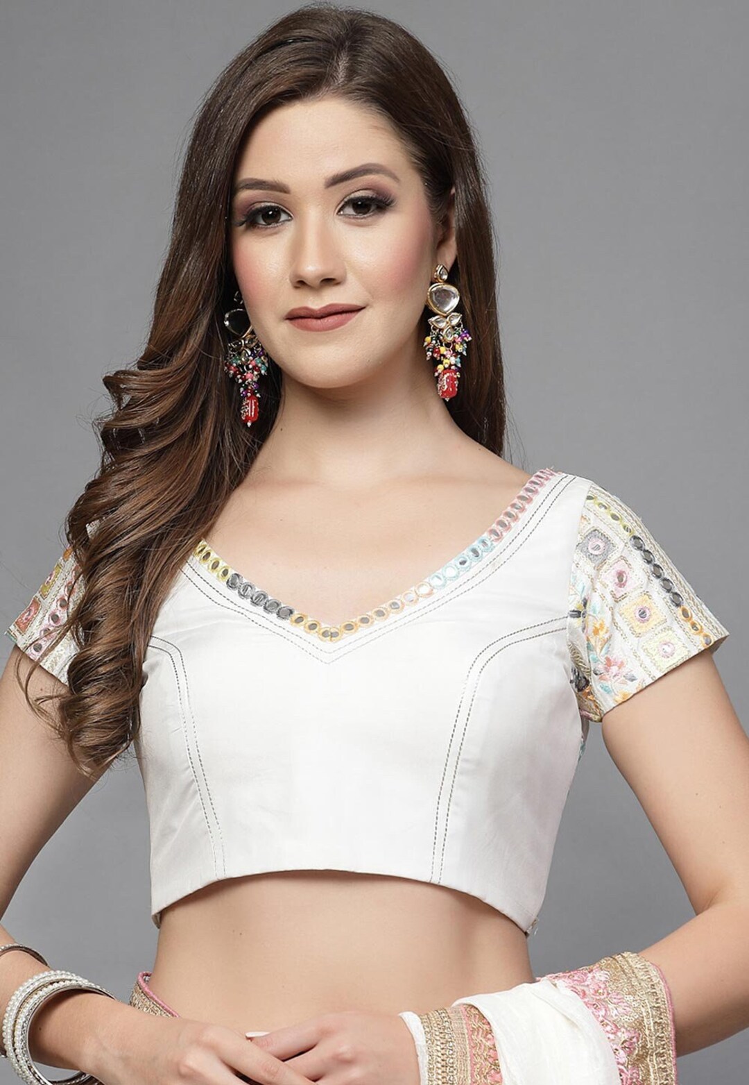 Embroidered Art Silk Blouse in off White - Etsy