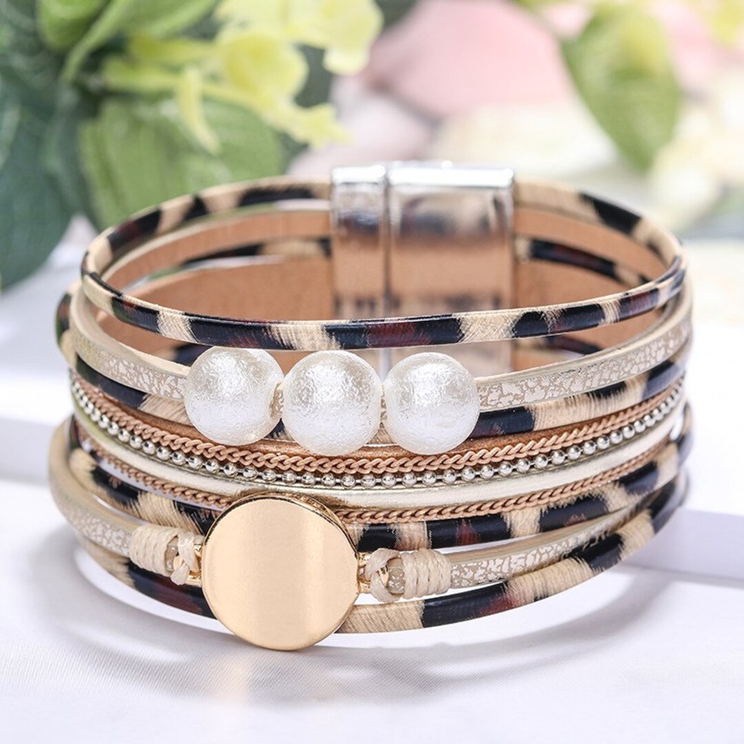 Leopard Bracelet / Animal Print Bracelet / Leather Wrap - Etsy