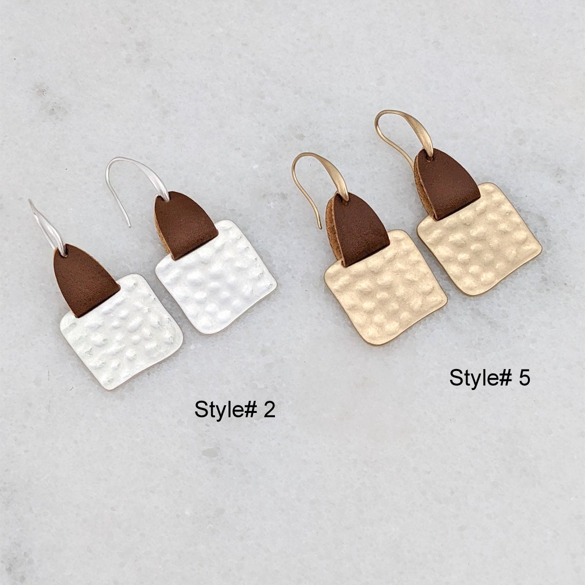 Leather Accent Drop Earrings Antique Silver Statement - Etsy