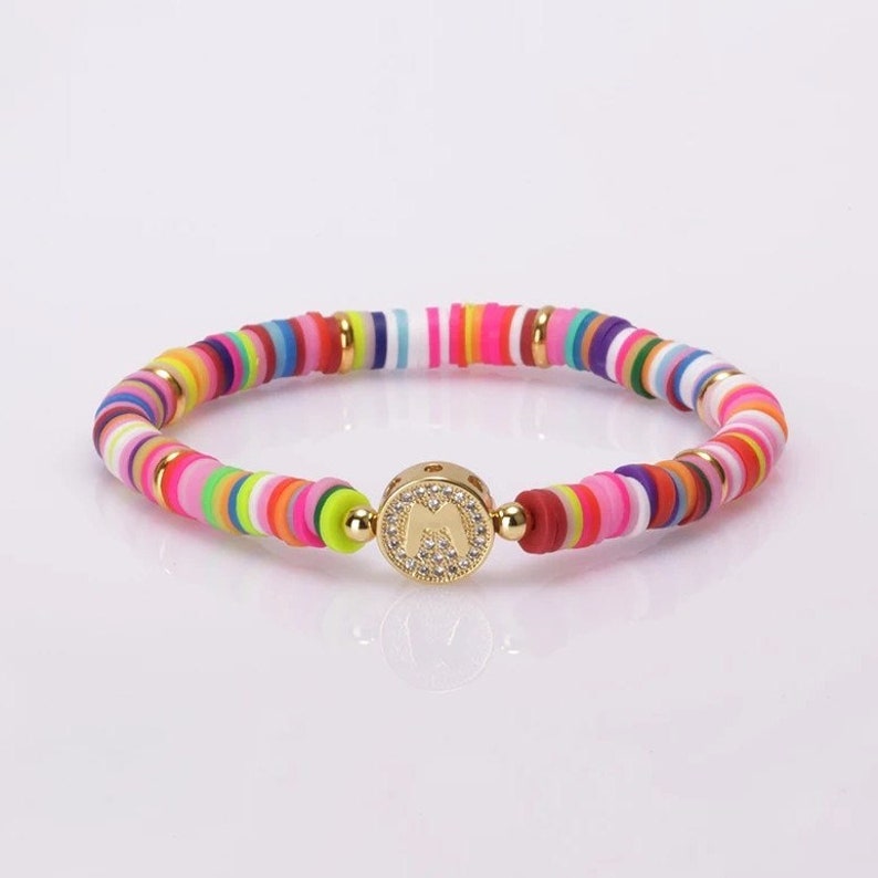 Initial Confetti Bracelet Colorful Clay Bead Bracelet - Etsy
