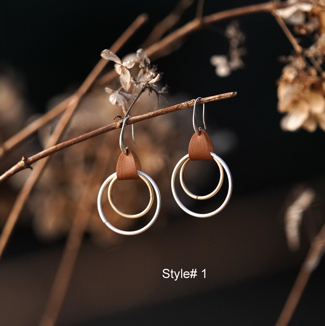 Leather Accent Drop Earrings Antique Silver Statement - Etsy