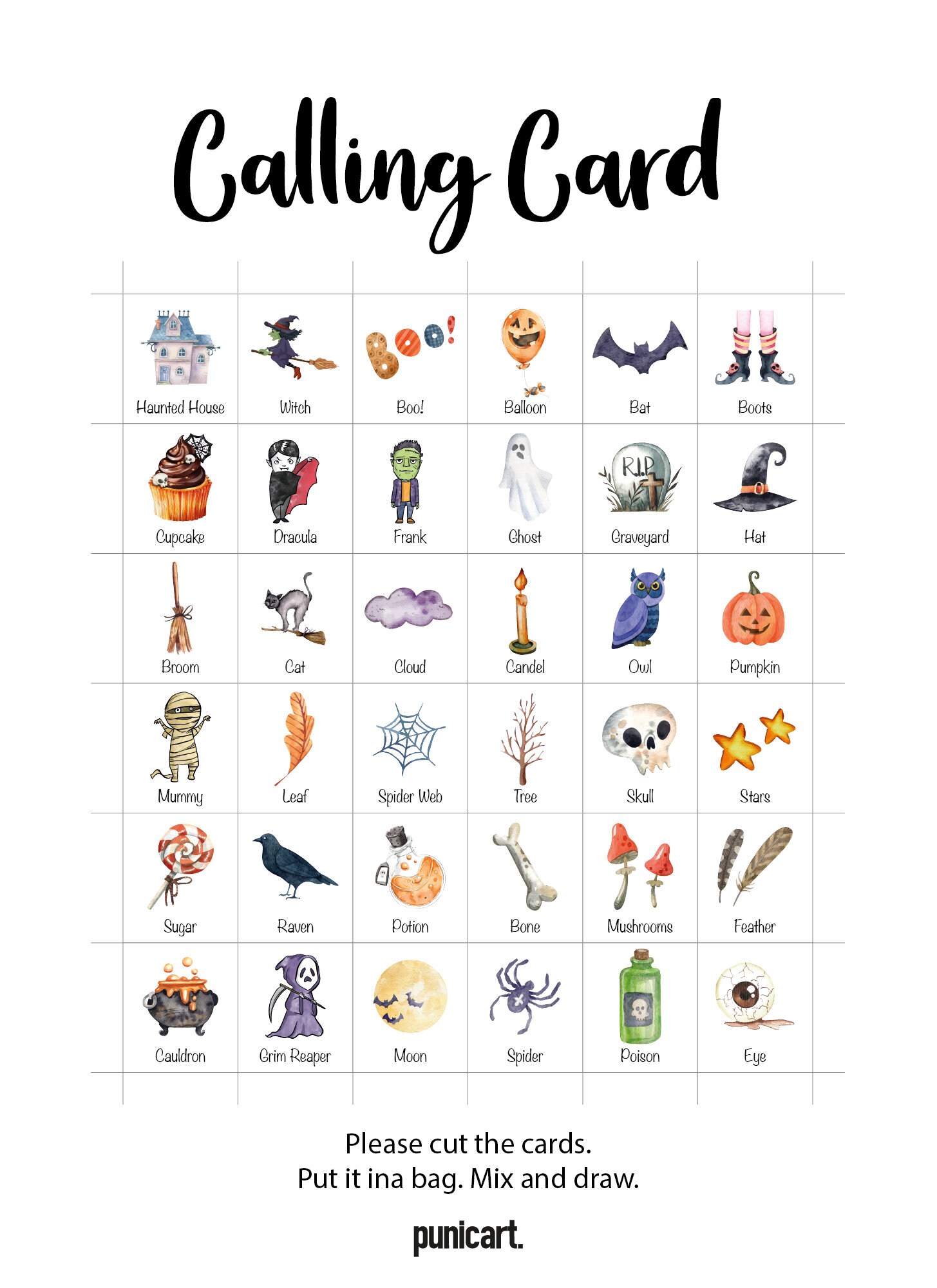 Halloween Bingo Set 40x Cards | Printable Halloween Game | Kid ...