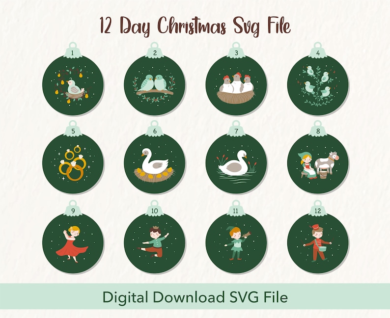 12 Days of Christmas Animated Greeting Card Template SVG | Printable ...