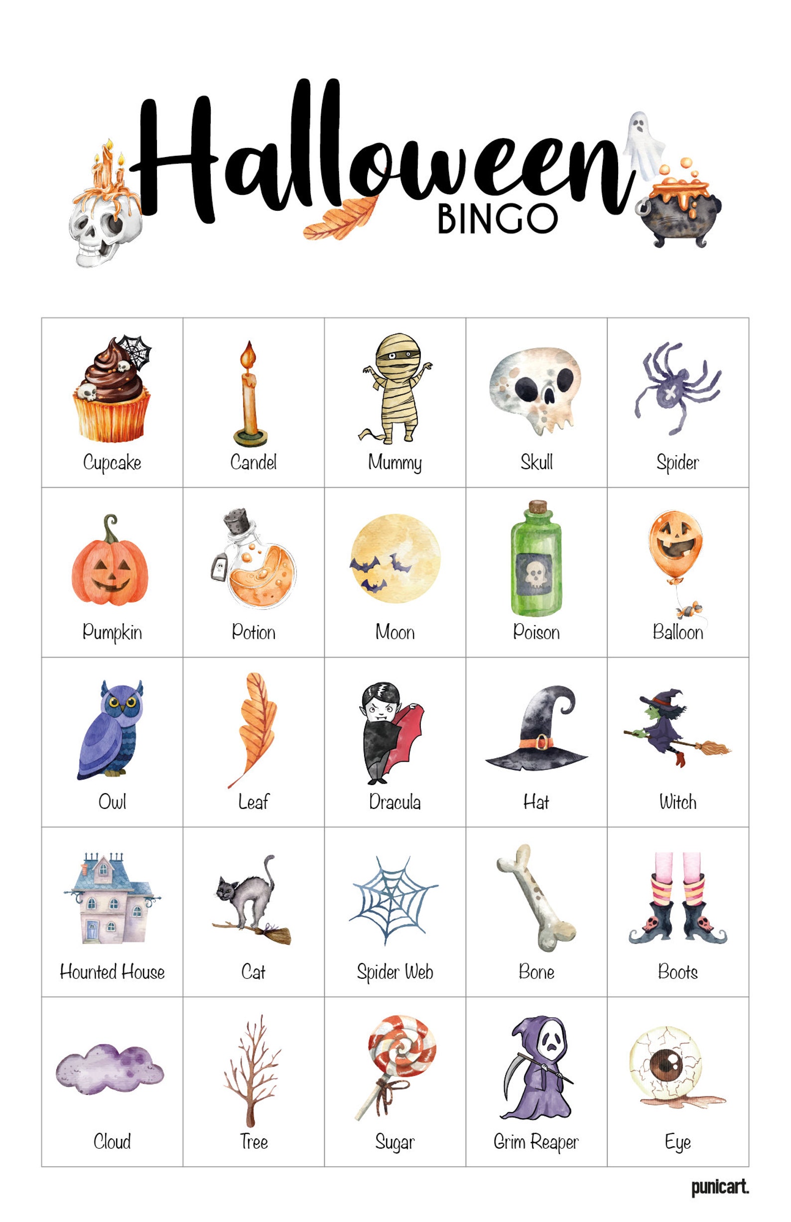 Halloween Bingo Set 40x Cards Printable Halloween Game Kid - Etsy