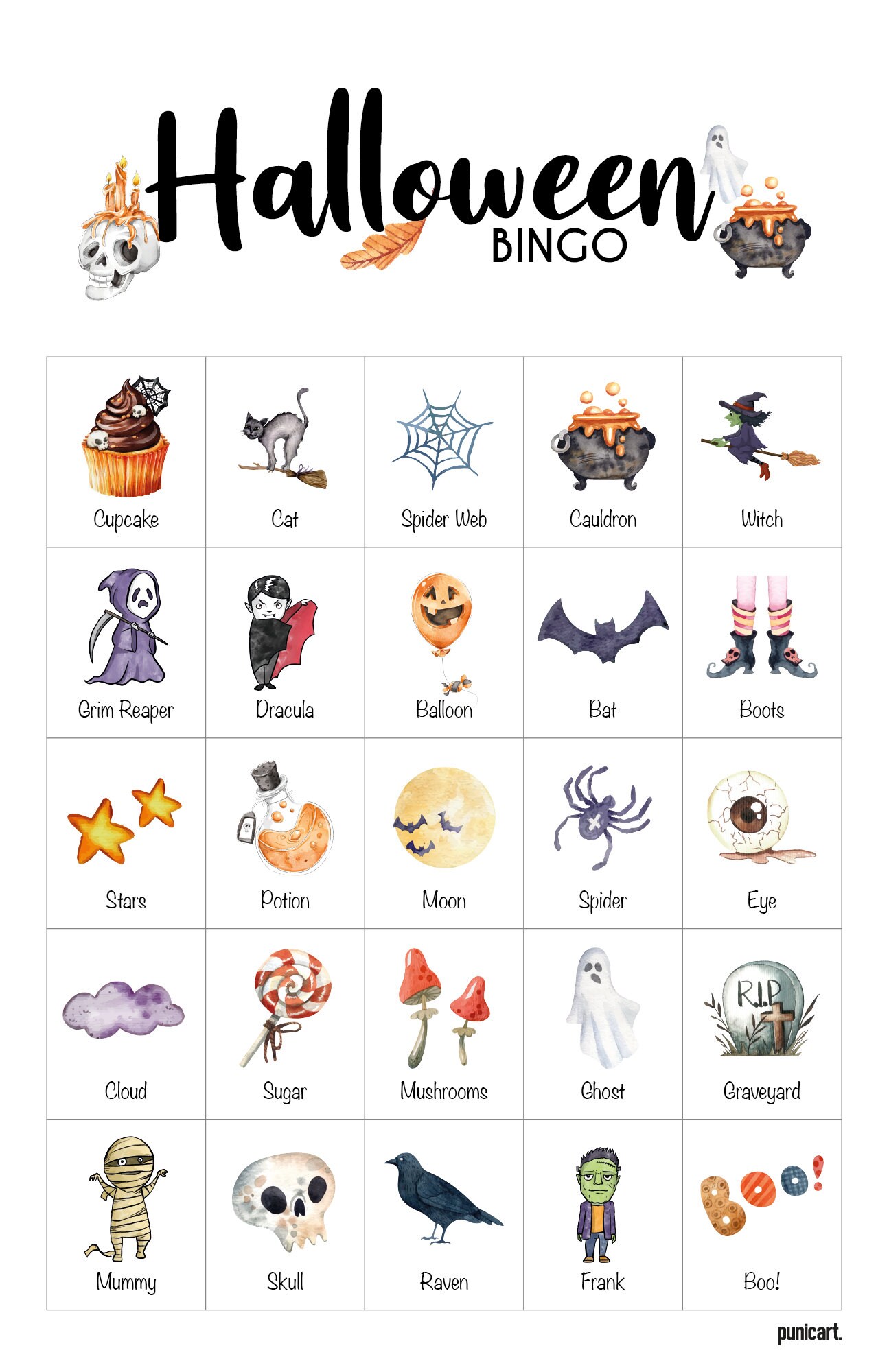 Halloween Bingo Set 40x Cards | Printable Halloween Game | Kid ...
