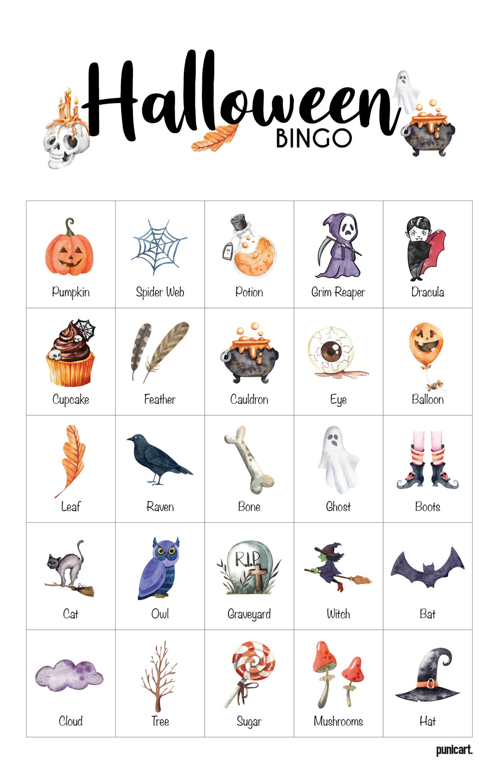 Halloween Bingo Set 40x Cards | Printable Halloween Game | Kid ...