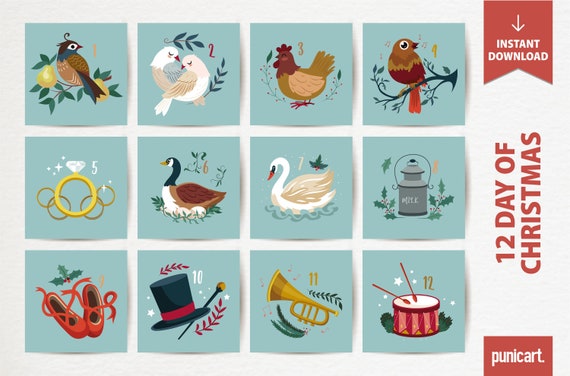 Animated 12 Days of Christmas Greeting Card Template SVG - Etsy