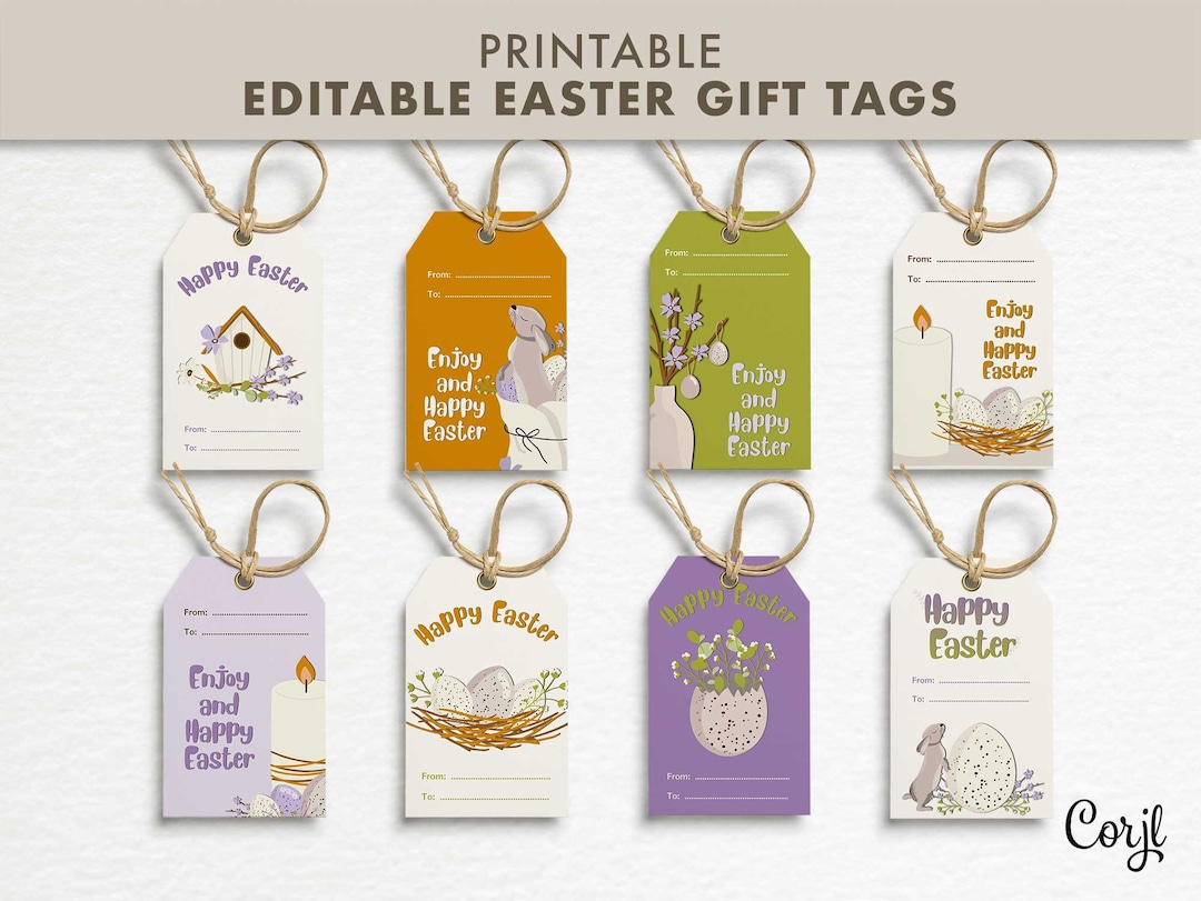 Editable Easter Bunny Gift Tag Template | Digital Printable ...