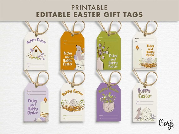 Editable Easter Bunny Gift Tag Template Digital Printable - Etsy