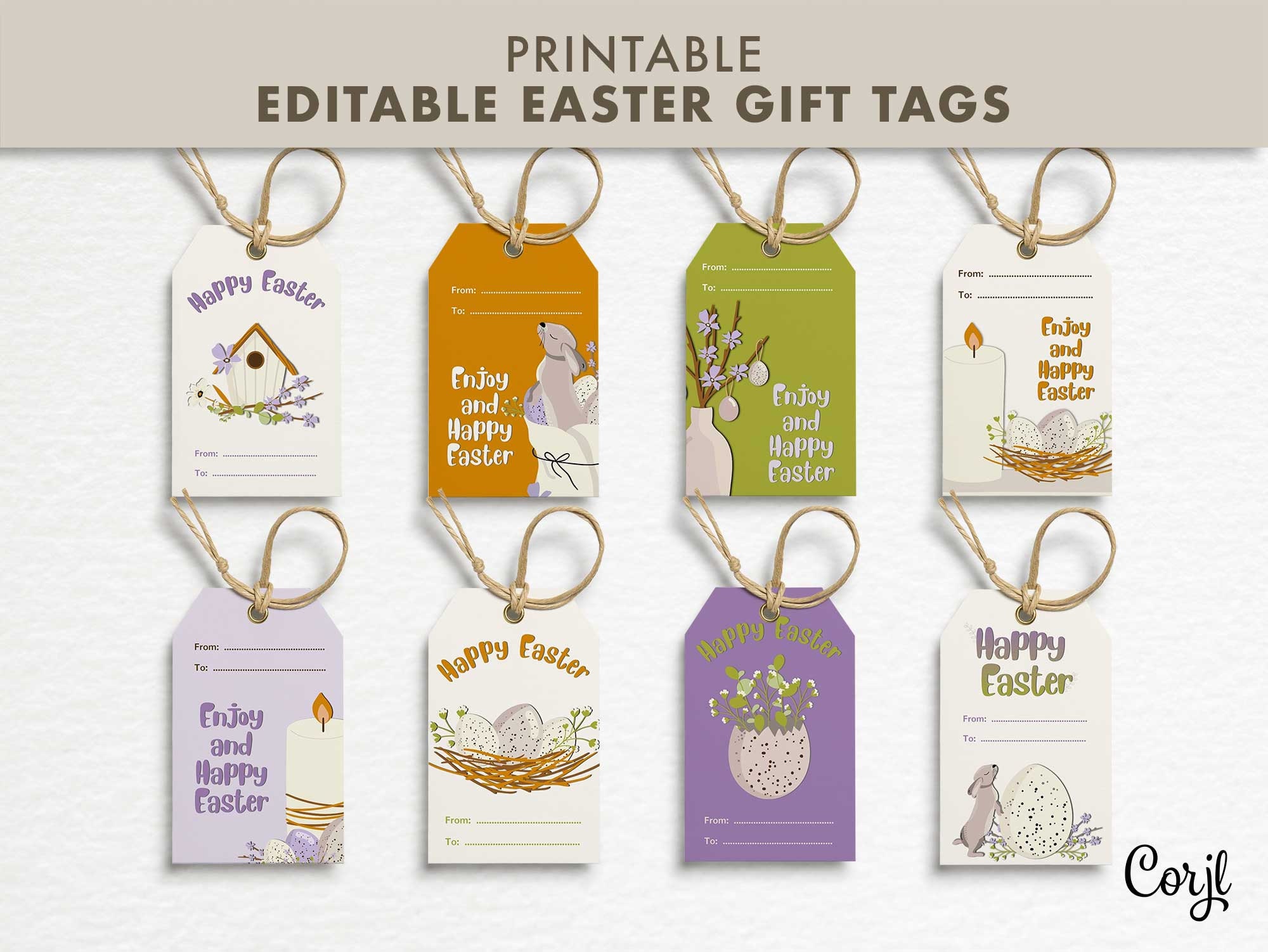 Editable Easter Bunny Gift Tag Template Digital Printable - Etsy