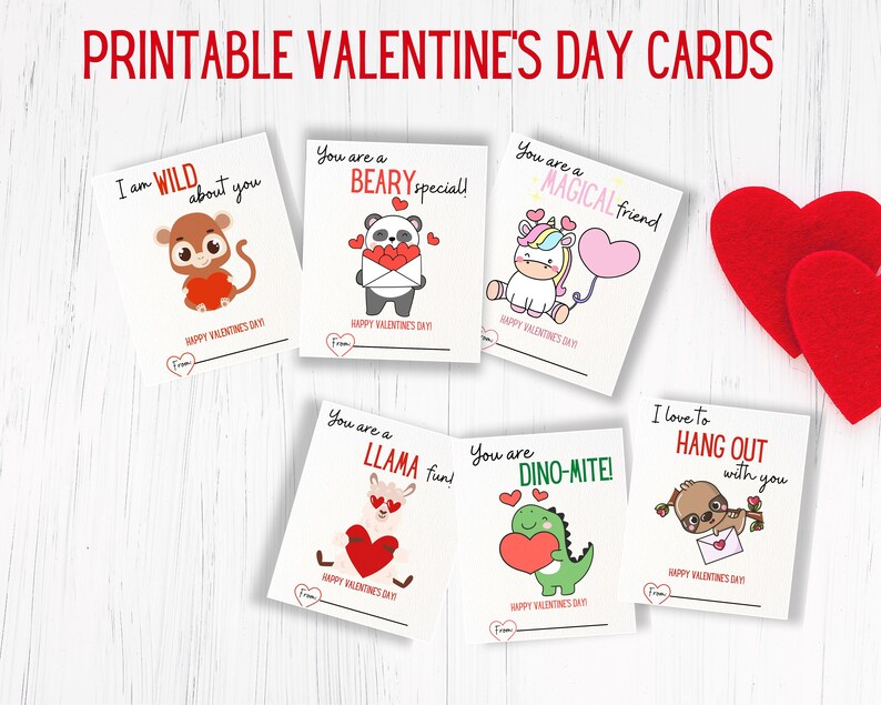 Unisex Kids Valentine's Day Cards INSTANT DOWNLOAD. Kid's Valentine's ...