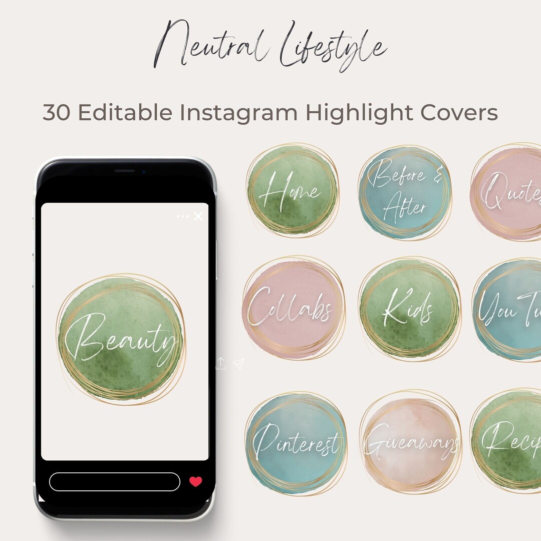 Editable Neutral Lifestyle Instagram Highlight Covers. Neutral ...